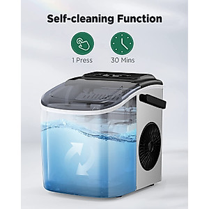 Silonn Ice Makers Countertop, 9 Cubes Ready in 6 Mins, 26lbs in 24Hrs, Self-Cleaning Ice Machine with Ice Scoop and Basket, 2 Sizes of Bullet Ice