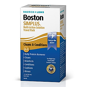Boston Simplus Contact Lens Solution, for Gas Permeable Contact Lenses, Contact Lens Case Included, 1 Fl Oz