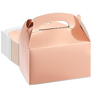 Juvale 24 Pack Rose Gold Gable Boxes for Baby Shower, Wedding, Birthday Themed Party Favors (6.2 x 3.5 x 3.6 In)