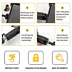 Cenipar Trailer Hitch Lock Receiver Long Hitch Pin 5/8 Inch Diameter 4 Inch Long for Truck Car and Boat Fits Class III, IV, V Hitches Towing Locks, 1/4” Dia Trailer Coupler Lock with 3/4” Inch Span