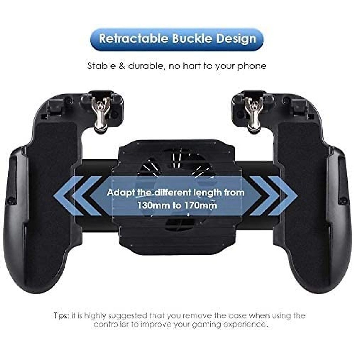 Game Controller Multifunction Mobile Phone Controller with Cooling Fan Gaming Triggers Gamepad Phone Holder Gaming Grip