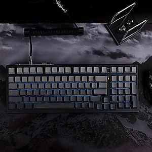 GEKUCAP Custom PBT Side Printed Keycaps, 134 Keys Gradient Grey Backlit Keycaps, Double Shot Shine Through Keycaps Set OEM Profile Keycap for Cherry Mx Switches Mechanical Gaming Keyboard