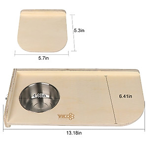 Chinchilla Wooden Platform Set, Chinchilla Cage Platform with Feeding Bowl, Small Animals Cage Accessories for Chinchilla Squirrel Gerbil Suger Glider Hamsters (Feeding Platform + Small Platform)