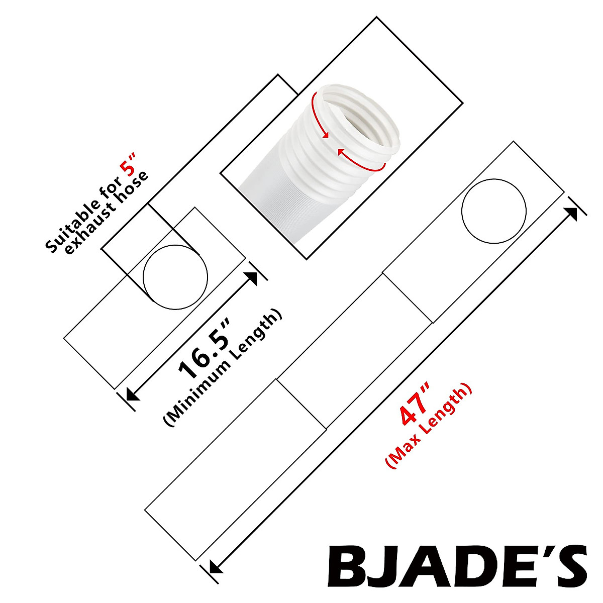 BJADE'S Window Seal Kit for Portable Air Conditioner of Exhaust Hose 5.1 Inch Diameter with Insulating Sealing Tape,Adjustable Portable AC Window Vent Kit for Sliding Glass Windows.