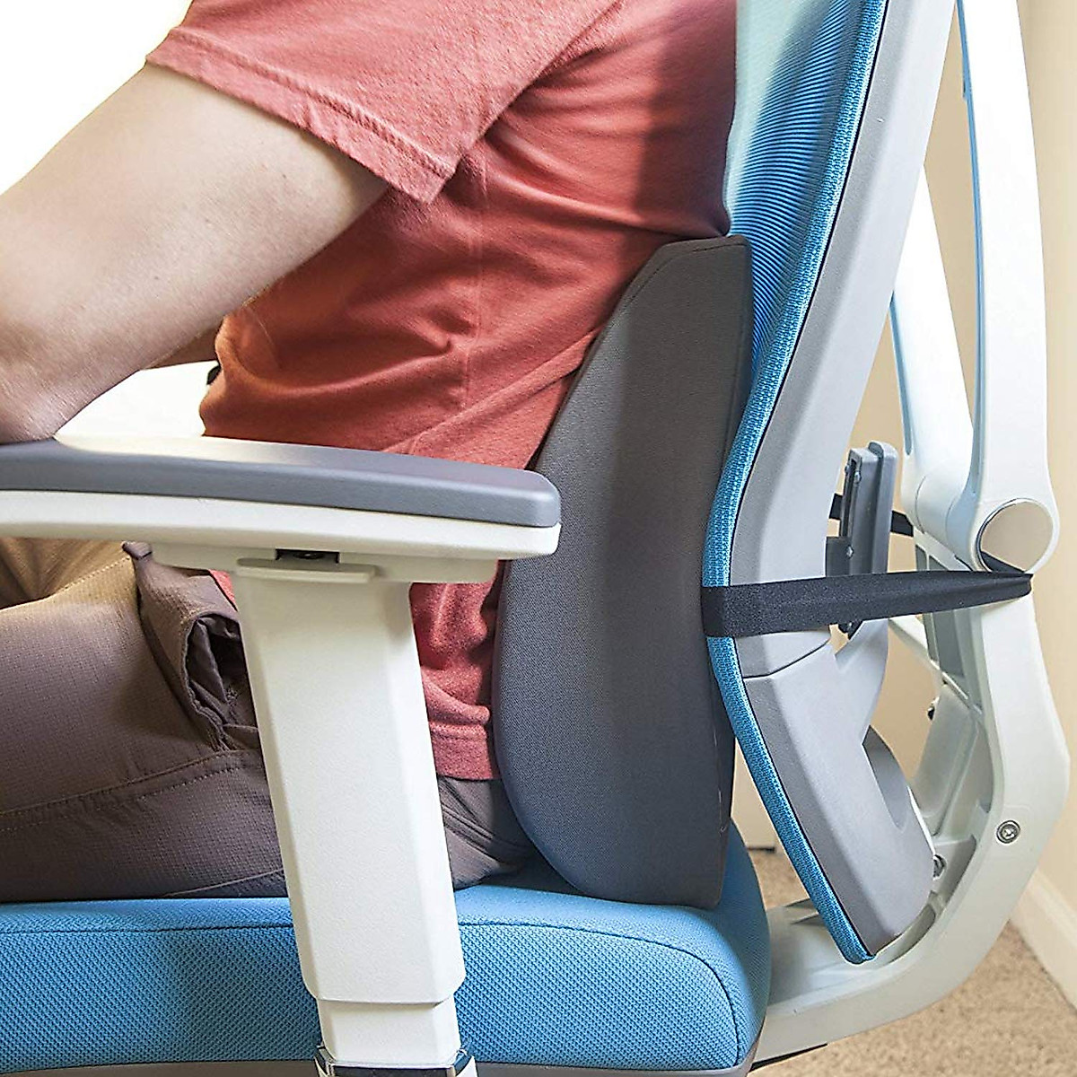 DMI Lumbar Support Pillow for Chair to Assist with Back Support with Removable Washable Cover and Firm Insert to Ease Lower Back Pain while Improving Posture, 14 x 13 x 5, Contoured Foam, Elite, Gray