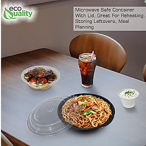 18 oz - 50 Count - Round Microwaveable Plastic Meal Prep Containers with Lids - Food Storage Container - Certified BPA-Free, Stackable, Reusable Microwave, Dishwasher, Freezer Safe, Disposable (Black)