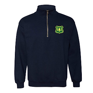 ALLNTRENDS Adult Zip Collar Sweatshirt Forest Service Embroidered USDA Top (2XL, Navy Blue)