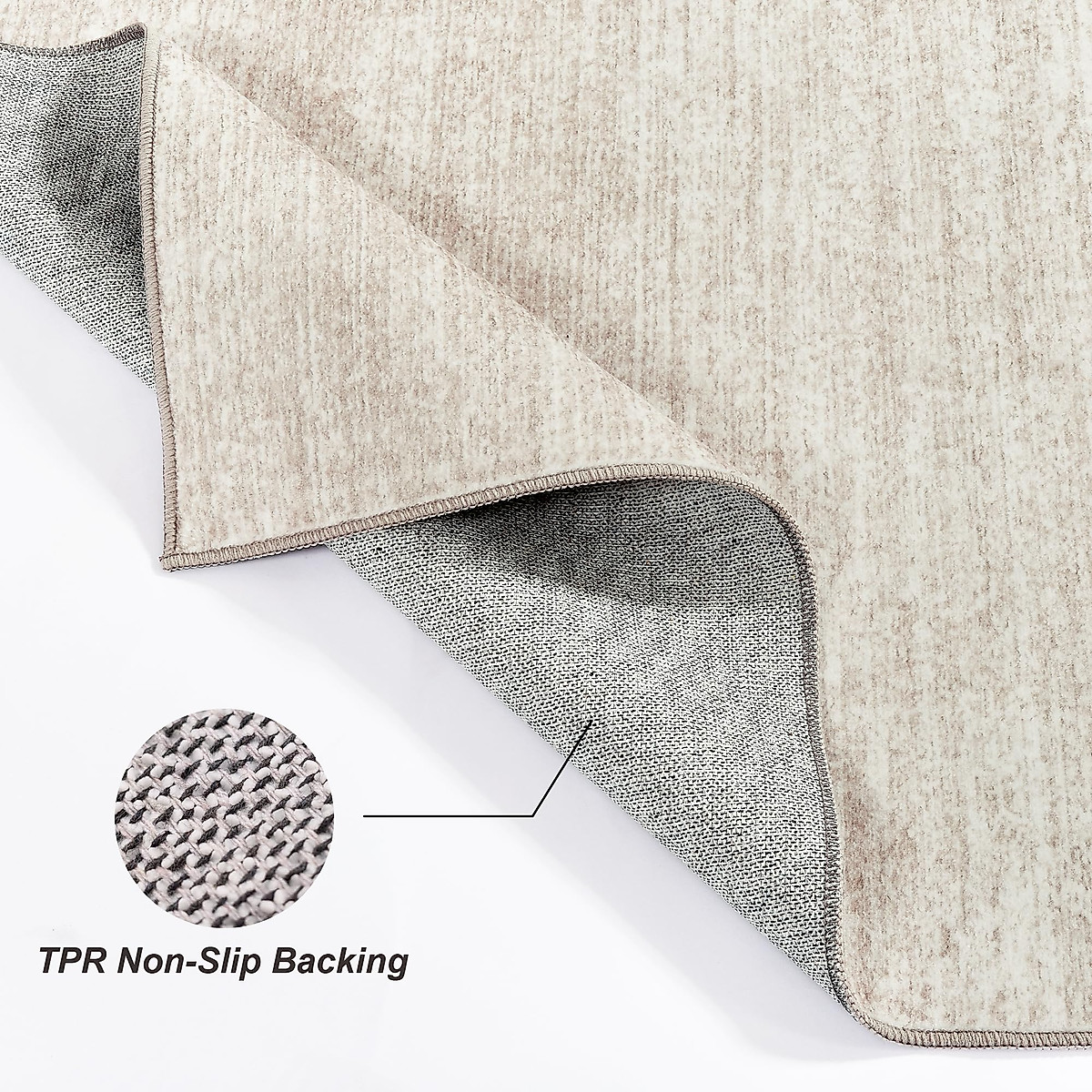 Valenrug Washable Rugs 5x7 - Stain Resistant 5x7 Area Rugs for Living Room, Non Slip Backing Printed Rugs for Bedroom, Folable Machine Washable Area Rug (5'x7', Beige)