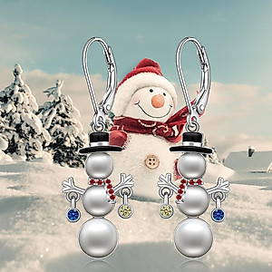 Christmas Snowman Earrings Pearl Earrings for Women Dangle Drop Winter Snow Red Santa Leverback Holiday Christmas Xmas Gift