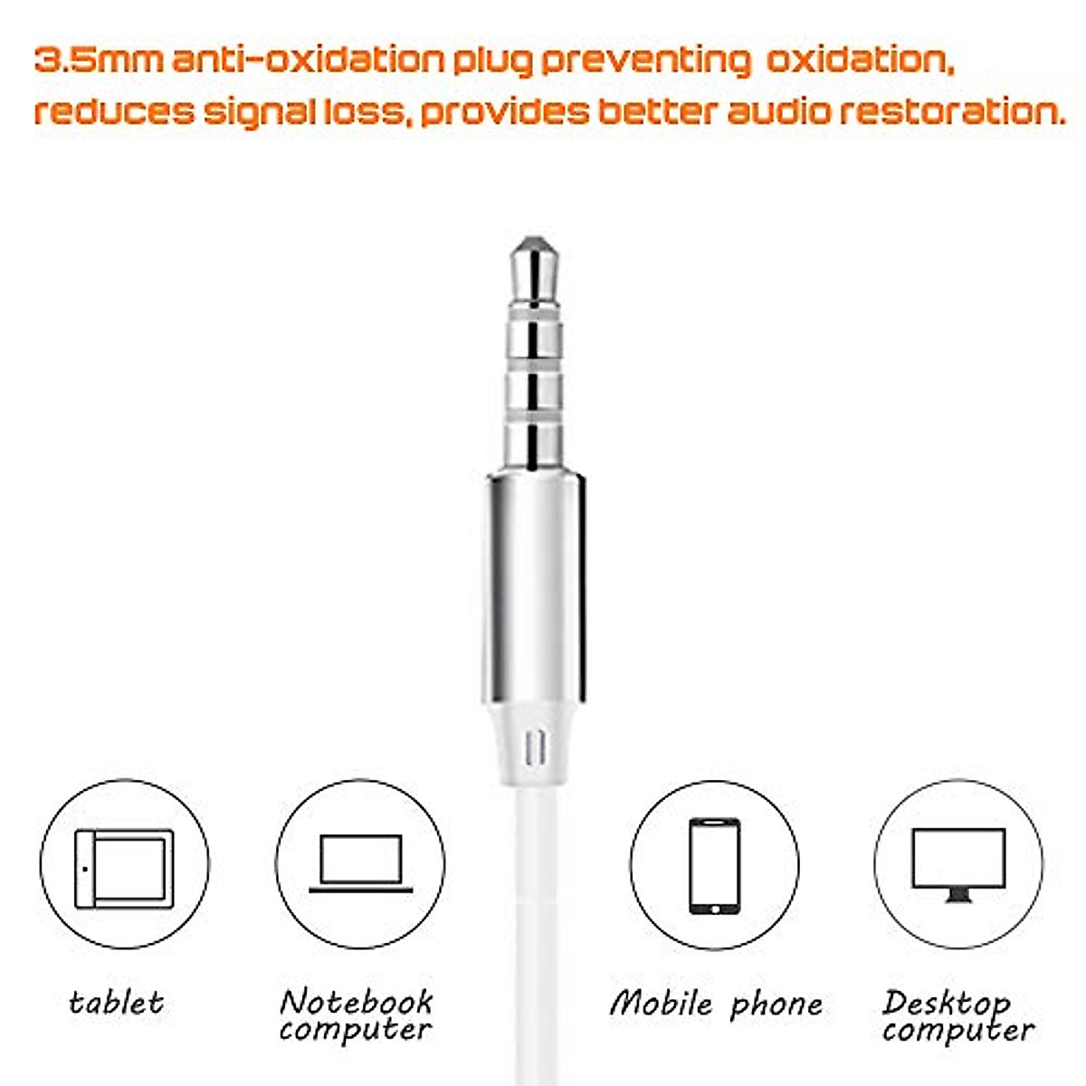 2 Packs Earbud Headphones with Remote & Microphone and Case, findTop Earphone Stereo Noise Isolating Tangle Free for iOS and Android, Fits All 3.5mm Interface Device- Black & White