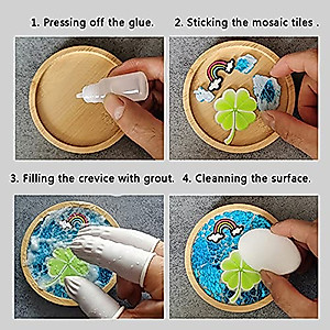 JUSTDOLIFE 5PCS Bamboo Tray Set Assorted Cup Coaster Succulent Pot Tray Mosaic Coaster Base DIY Craft (Burlywood 1)