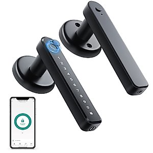 Fingerprint Smart Door Lock with App Code Backup Key Fingerprint Smart Door Knob Keyless Entry Door Lock with Handle for Home Hotel Office Apartment Bedroom Silver