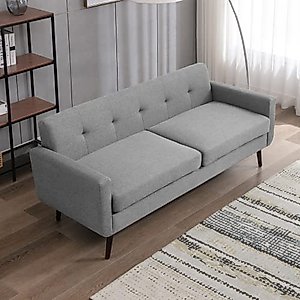ZAFLY 80inches Loveseat Sofa, Modern Couch Button Tufted Upholstered Sofa Furniture with 5.9" Cushion for Living Room Bedroom Office Apartment (Light Gray)