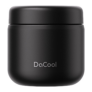 DaCool Lunch Thermos for Kids Vacuum Stainless Steel 13.5 Ounce Kids Food Thermos for Hot/Cold Food Insulated Food Jar Lunch Container Bento for School Office Picnic Travel Outdoors, BPA Free,Black