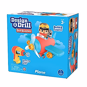 Educational Insights Design & Drill Bolt Buddies Plane Take Apart Toy with Electric Toy Drill, Preschool STEM Toy, Gifts for Boys & Girls, Ages 3+