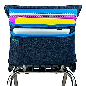 Aussie Pouch Chair Pocket with Double Pocket Design, Medium, 15 Inches, Blue Trim