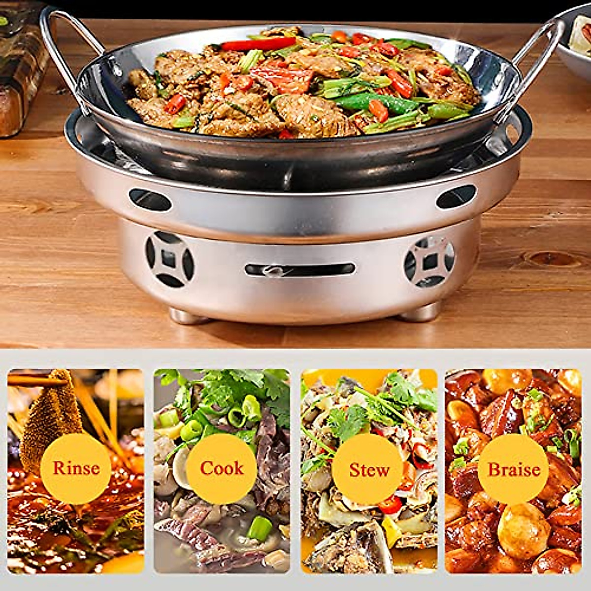 KELUNIS Chafing Dish Buffet Set, Stainless Steel Round Food Warming Tray with Fuel Holder for Parties, Dinners and Catering