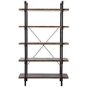 Christopher Knight Home Clint Faux Wood Industrial Five Tier Shelf, Finish, Dark Brown Texture Brown