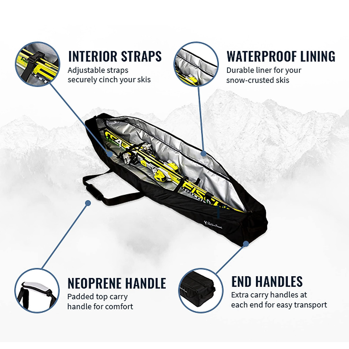 StoreYourBoard Mountain Essential Ski Travel Bag, Water Resistant Carry Case