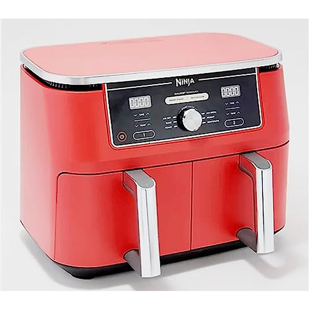 Ninja DZ402QRD Foodi 6-in-1 10-QT 2-Basket Air Fryer with DualZone Technology, (Renewed) RED
