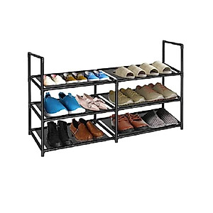 Easyhouse 3 Tier Metal Construction Shoe Rack, Sturdy Shelf Organizer for Entryway, Bedroom, Closet