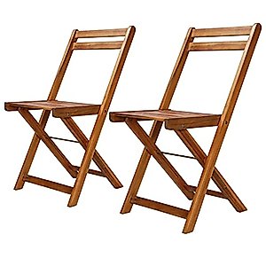 KTHLBRH (Fast Shipments) Wooden Folding Chair | for Porch, Lawn, Garden, Backyard, Balcony, Deck, Pool, Indoor, Outdoor Outdoor Bistro Chairs 2 pcs Solid Acacia Wood