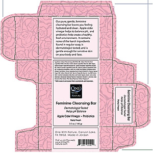 One With Nature Feminine Cleansing Bar, Petal Fresh, Probiotics, Apple Cider Vinegar, Omega Fatty Acids, Oatmeal, Pure, Gentle Cleansing Bar for Sensitive Skin, Face, Body, 3.5 Oz (Pack of 3)