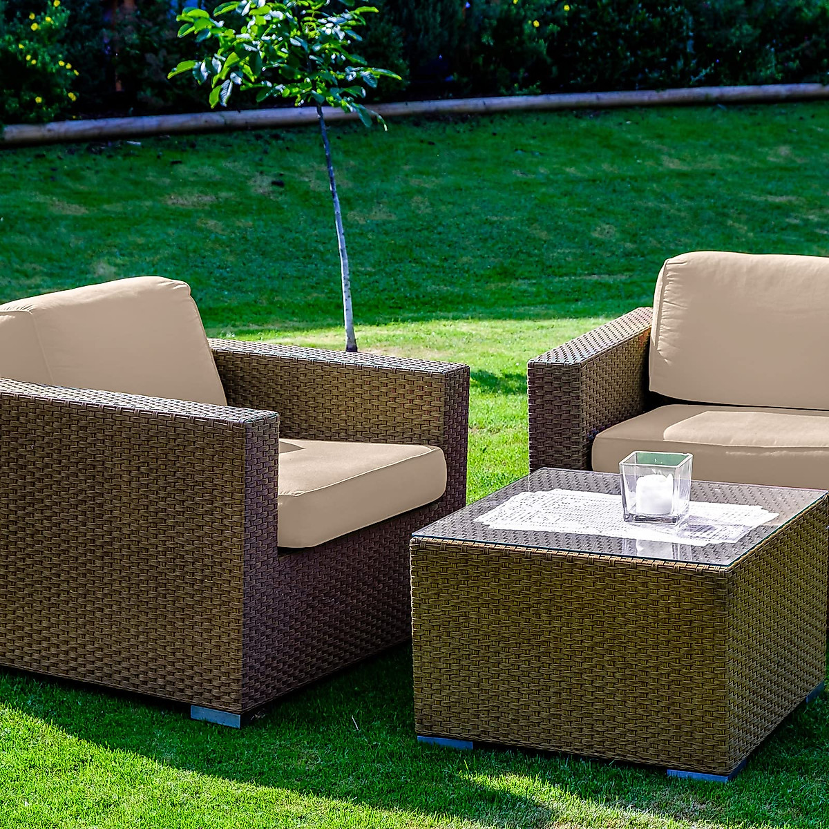 11 Pcs Outdoor Cushion Slipcovers Patio Cushion Covers Replacement Splash Proof with Zipper for Outdoor Indoor Furniture, Patio Sofa Couch 3 Sizes, Replacement Covers Only (Beige)