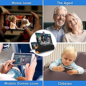 16’’ Screen Magnifier for Smartphone – Mobile Phone 3D Magnifier Projector Screen for Movies, Videos, and Gaming – Foldable Phone Stand with Screen Amplifier – Compatible with All Smartphones