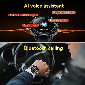 OUKITEL BT10 Military Smart Watch for Men(Answer/Dial),5ATM Waterproof Rugged Fitness Tracker Smartwatch,1.43'AMOLED HD Display,Tactical Sports Watch,123+Sport Modes,24H Health Monitor,for iOS/Android