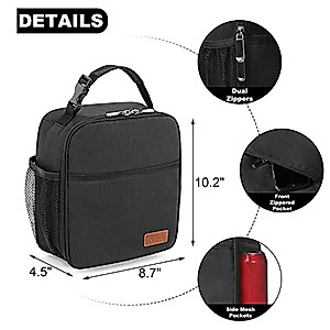 Femuar Lunch Box for Men Women Adults, Small Lunchbox for Work Picnic - Reusable Lunch bag Portable Lunch tote, Black