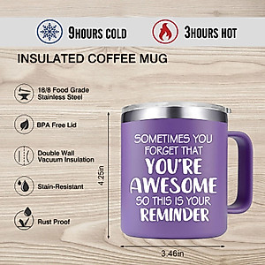Birthday Gifts for Women Who Have Everything - Sometimes You Forget You Are Awesome Gifts for Women Sister - Christmas Gifts for Mom from Daughter Purple Mug Gifts Baskets for Women Fun Teacher Gifts