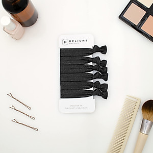 Cyndibands Elastic Hair Ties - Black - Gentle Hold Ribbon Ponytail Holders, 6 Count