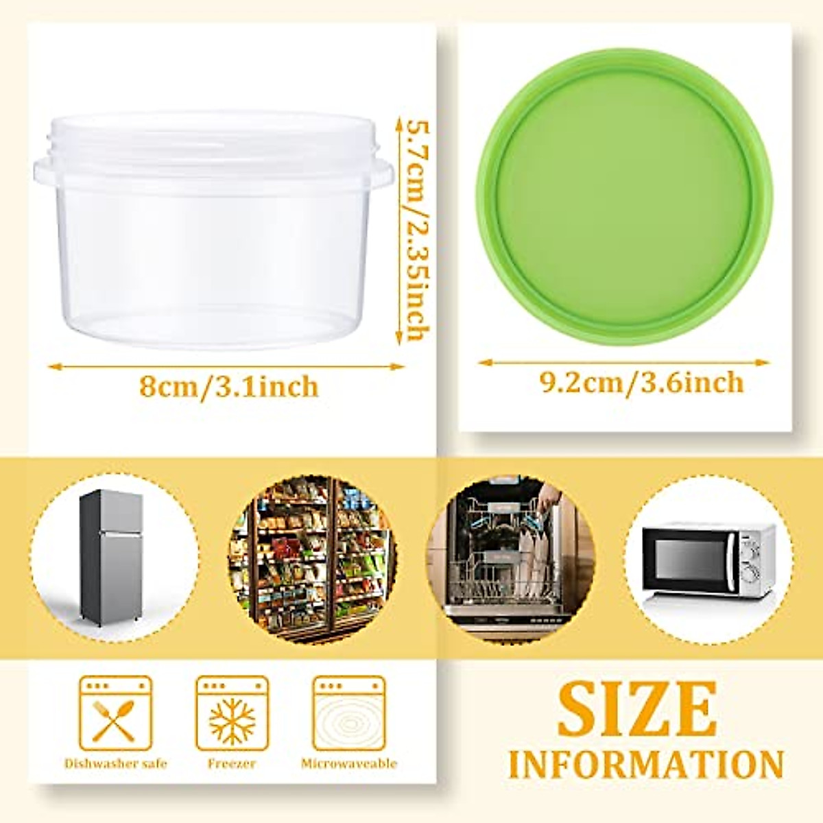 36 Pack Freezer Storage Containers with Lids, Reusable Twist Top Containers for Soup, Round Wide Mouth Lunch Jars, Freezer Deli Containers (8 oz)