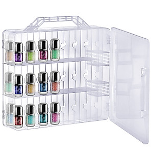 Foraineam 2 Pieces Double Side Universal Clear Nail Polish Organizer Box Nail Tools Holder Case for 48 Bottles with 8 Adjustable Dividers