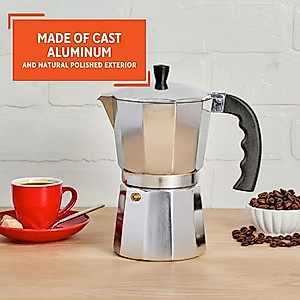IMUSA Extra Large Aluminum Stovetop 12-cup Classic Italian and Cuban Espresso Maker, Silver