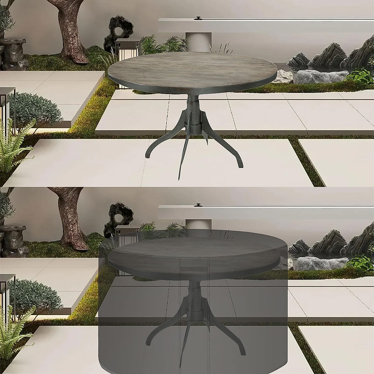 Patio Furniture Cover Waterproof 73" D x 43" H, 420D Oxford Cloth Cover Outdoor Table and Chair Covers, Heavy Duty Round Table Cover, Large Furniture Protector with Air Vent and Handles