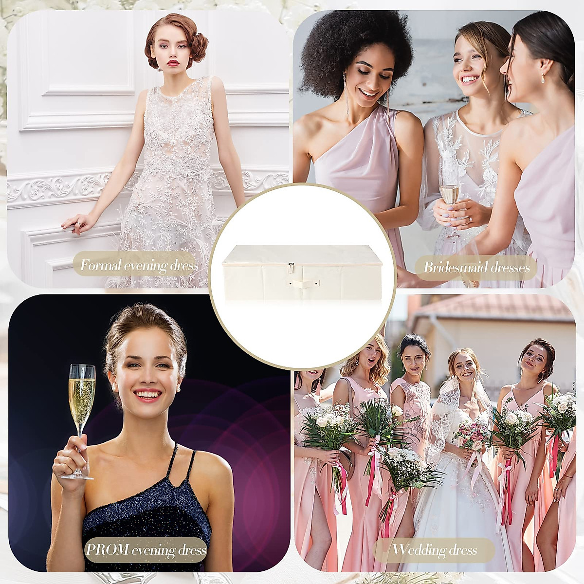 Glenmal Wedding Dress Preservation Box Kit Wedding Dress Storage Box with 1 Pair Microfiber Gloves and 100 Sheets of Acid Free Tissue Paper for Storage Wedding Dress Gown Bride, 28 x 15.7 x 7 Inches