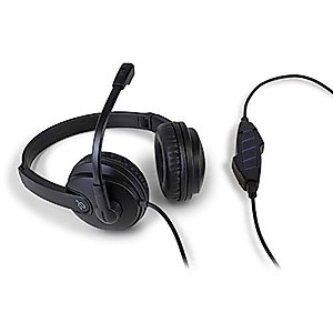 Aluratek Wired USB Stereo Headset with Noise Cancelling Boom Mic and in-Line Controls, for Distance Learning, Zoom, MS Teams, Video Conferencing, Skype, Gaming, Music Play, Webinars (AWHU02FB), Black