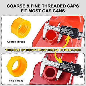 Gas Can Spout Replacement, Gas Can Nozzle,(3Kit-Yellow) with 6 Screw Collar Caps(3 Coarse Thread &3 Fine Thread-Fits Most of The Cans) with Gas Can Vent Caps, Thick Rubber pad, Spout Cover, Base Caps