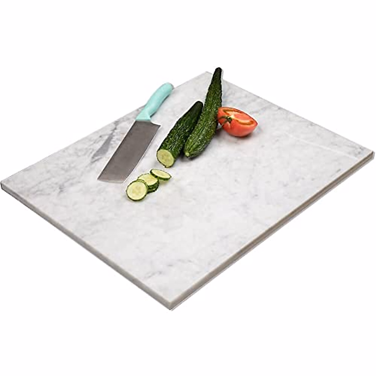 Diflart Natural Marble Pastry White Cheese And Cutting Serving Board with Non-Slip Feet 16x20 Inch Carrara Bianco Christmas | Thanksgiving Gift
