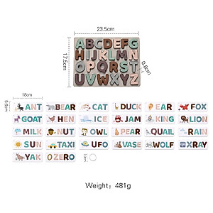 Macabaka Silicone Alphabet Puzzle, ABC Puzzle Alphabet Toys Set with 26PCS Flash Cards & Soft Letter Puzzles Spelling Early Education ABC Learning Toy for Boys Girls