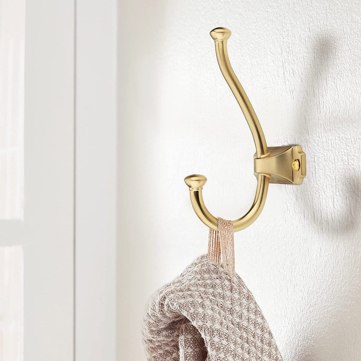 TUNNY Wall Mounted Coat Hooks - Champagne Gold Coat Hooks,Pack of 5, for Entry Shoe Cabinets, Wardrobe Bathroom Bedroom Furniture Hardware