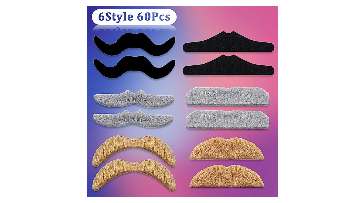 Whaline 60-Piece Fake Mustaches for Fun Parties