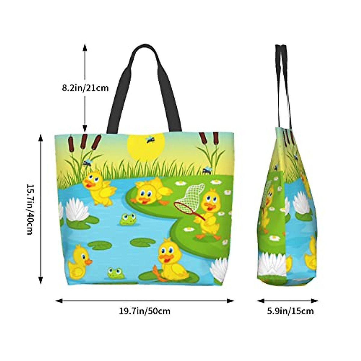 Gelxicu Cute Duck Shoulder Tote Bags Duck Casual Bag Cute Animal Shoulder Handbags Grocery Bags