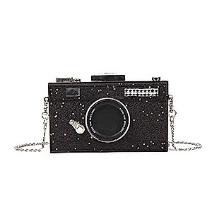moderngenic Fashion 'Camera' Handbag, Envelope Clutch, Cross-body Shoulder Purse, Soft PU Leather Handbag for Women/Girls (Black)