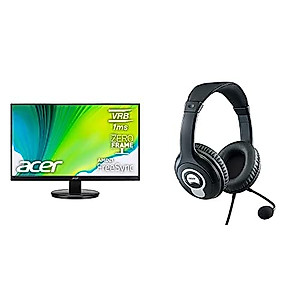 Acer KB272HL Hbi 27” Full HD (1920 x 1080) Monitor, AMD Radeon FREESYNC Technology, 75Hz, HDMI Port 1.4 & VGA Port Wired Headset with Flexible Omnidirectional Mic, Adjustable Headband