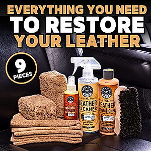 Chemical Guys HOL126 14-Piece Arsenal Builder Car Wash Kit with Foam Gun, Bucket and 16 oz Car Care Cleaning Chemicals & HOL303 Leather Cleaner and Conditioner Detailing Kit, 9 Items