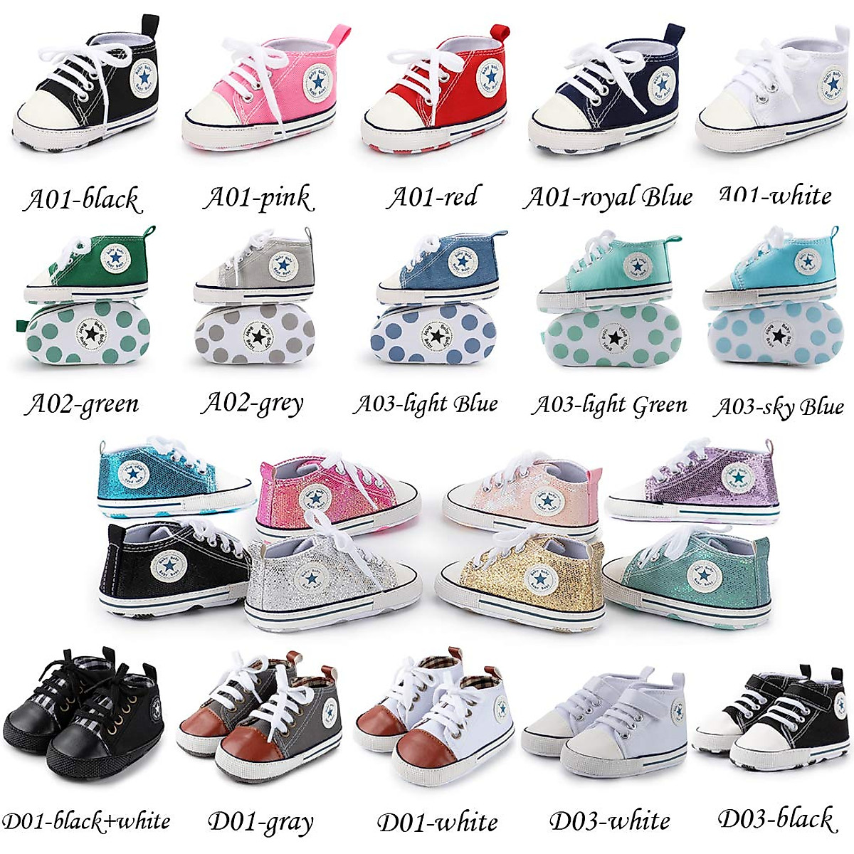 KIDSUN Tutoo Unisex Baby Boys Girls High Top Sneaker Soft Anti-Slip Sole Newborn Infant First Walkers Canvas Denim Shoes