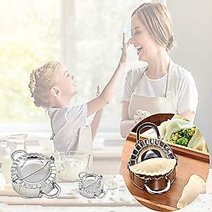Stainless Steel Dumpling Ravioli Maker Press,AUAM 2 Pack Pierogi Mold - Wonton Mould, Easy-tool for Dumpling Wrapper Dough Stamp Cutter Pastry Pie Making (Small 3 inch,Large 3.75 inch)